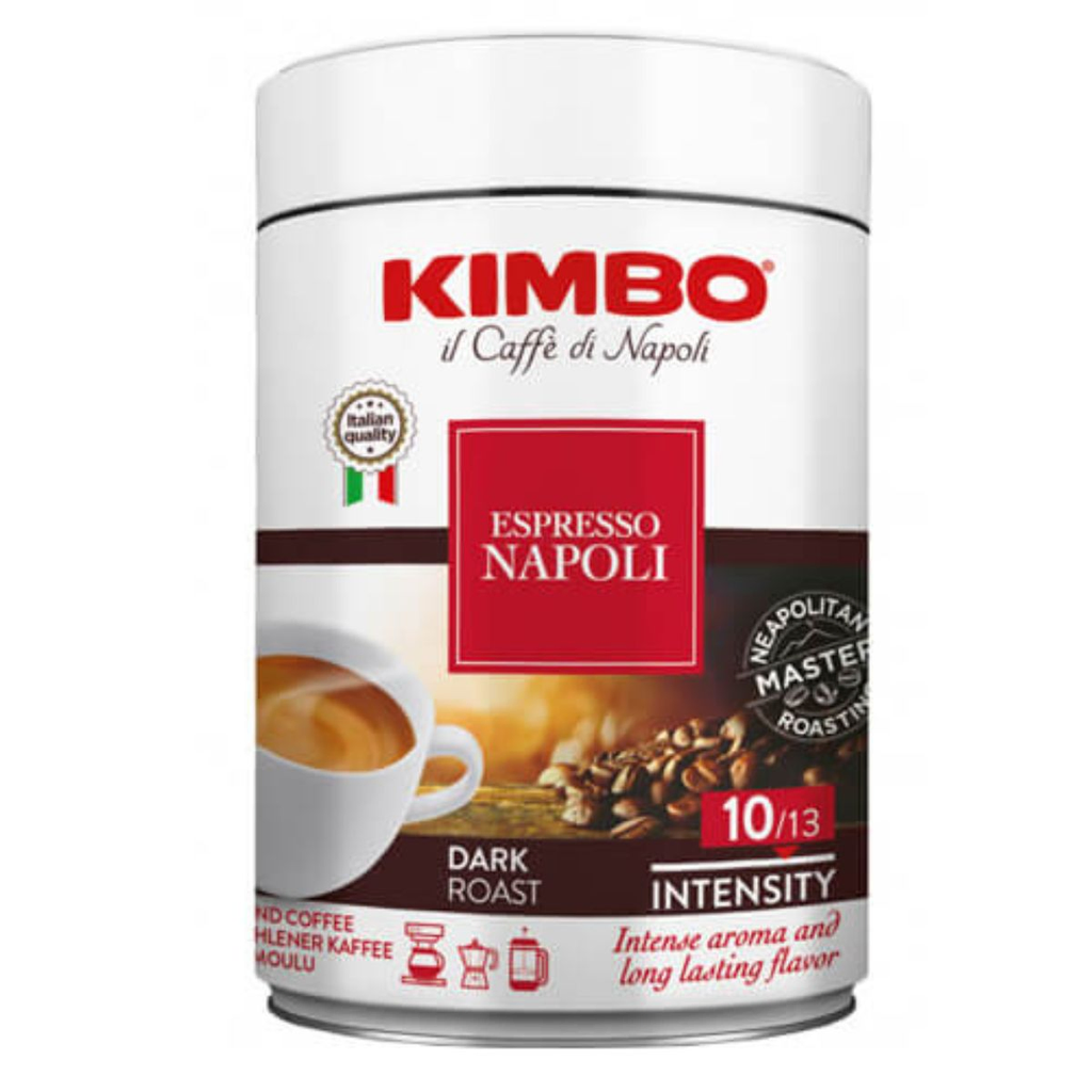 CAFE KIMBO ESPRESSO NAPOLI MOLIDO LATA 250 GR - Licorería Alvear